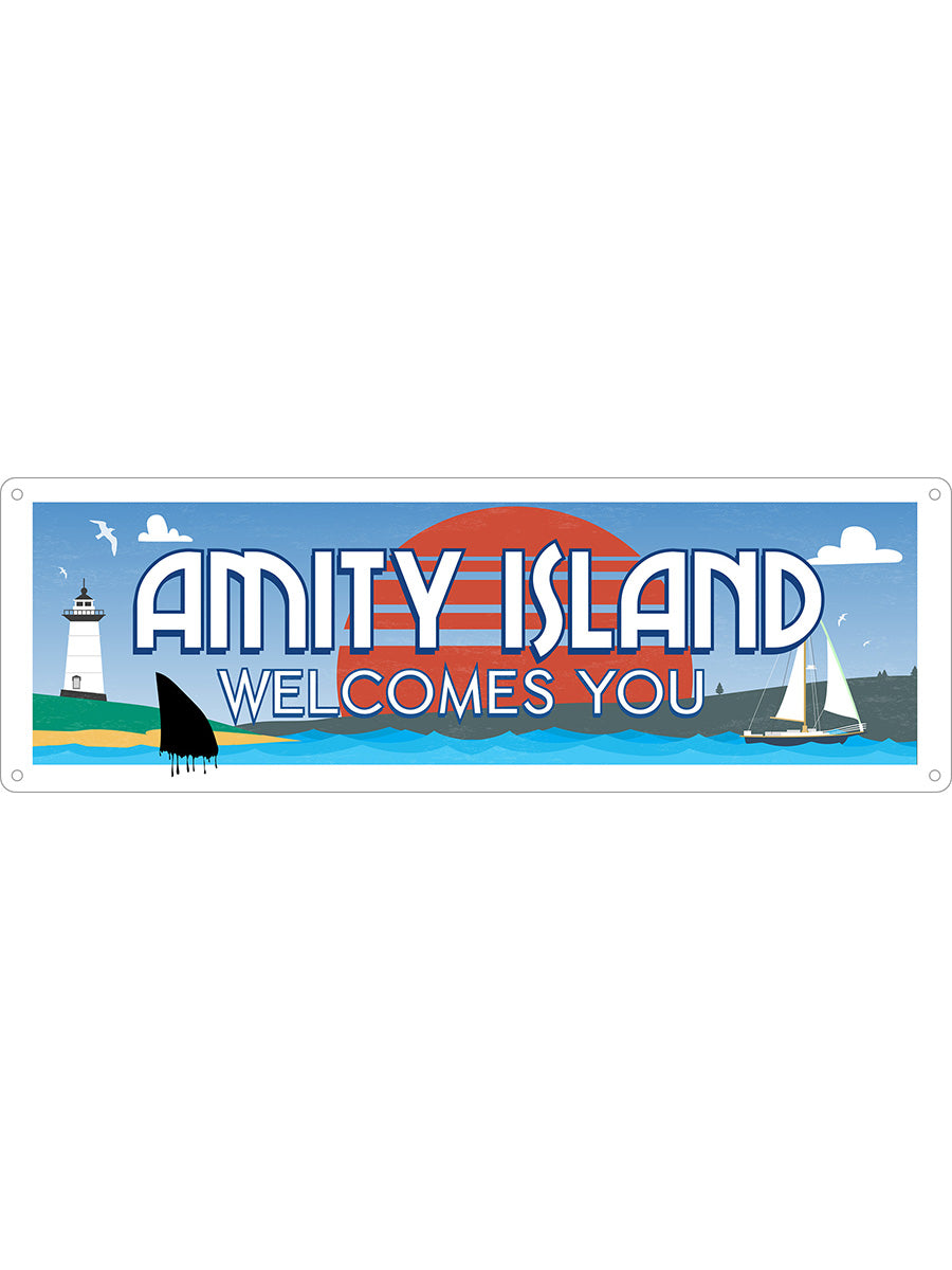 Amity Island Welcomes You Slim Tin Sign – Grindstore Wholesale